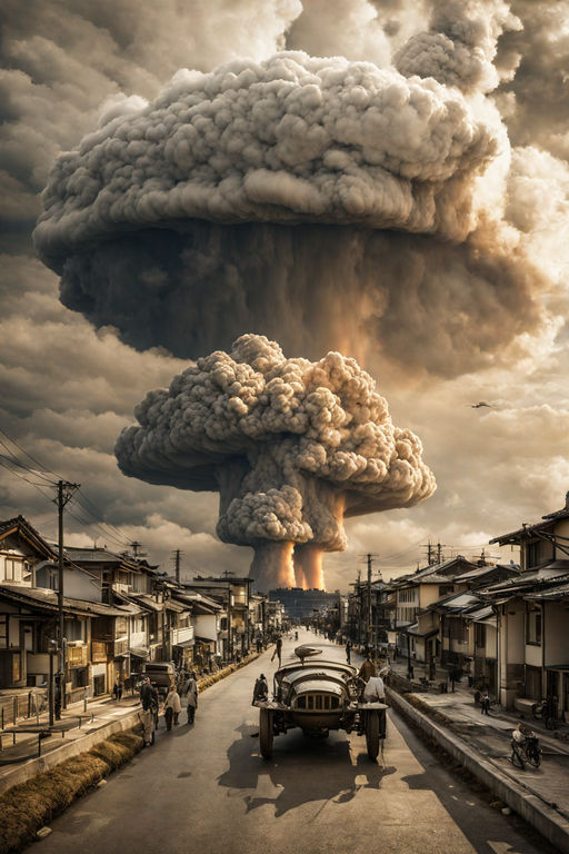 A mushroom cloud rising over Hiroshima by Lowongan Kerjapedia - Playground