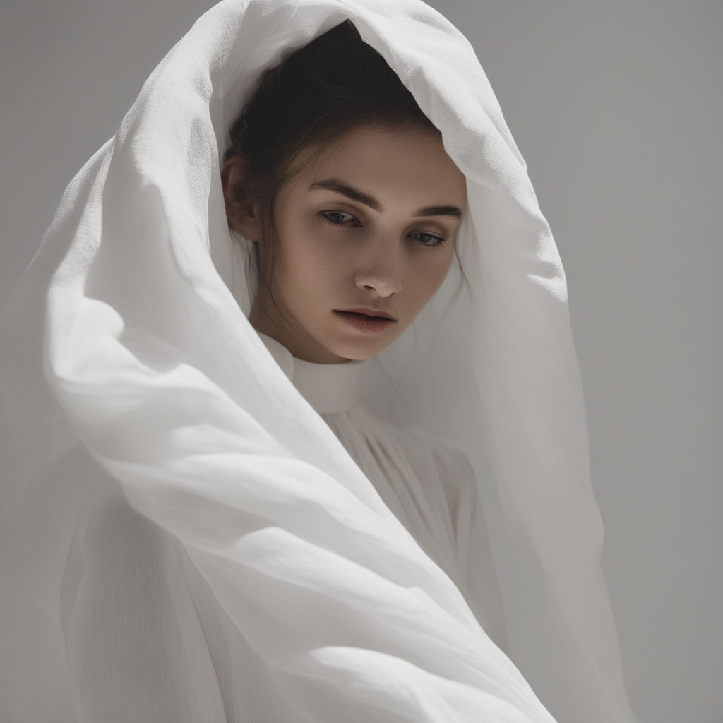 A young woman in an all white dress by Shaun Gates - Playground