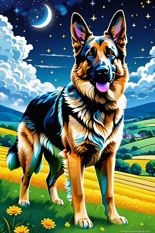 Super-detailed German Shepherd digital art by lin guodong - Playground