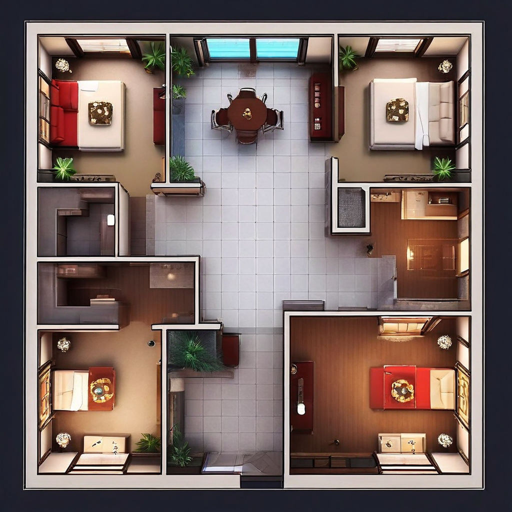 Make a floor mAp of4 rooms of 12*12 each or more as per need... by ...