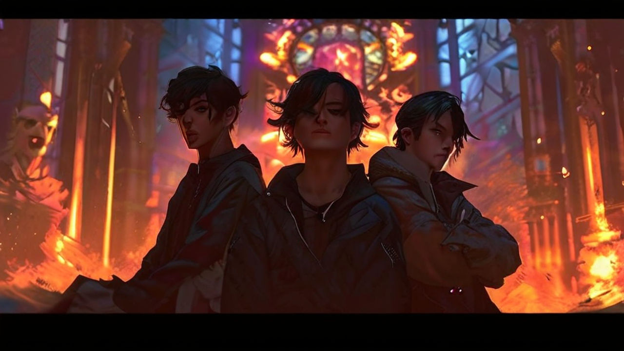 The three friends are defeating the devil and imprisoning hi... by Tiny ...