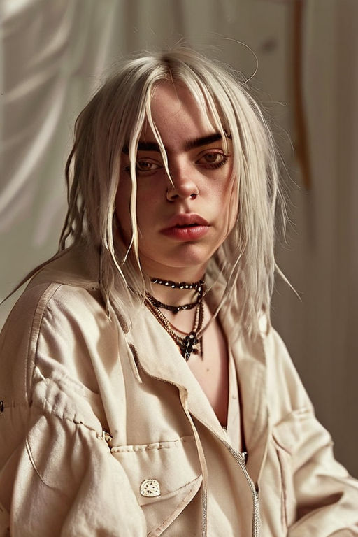 Billie Eilish From Front Looking To Camera Cinematic Style By Motivation Whispers Playground