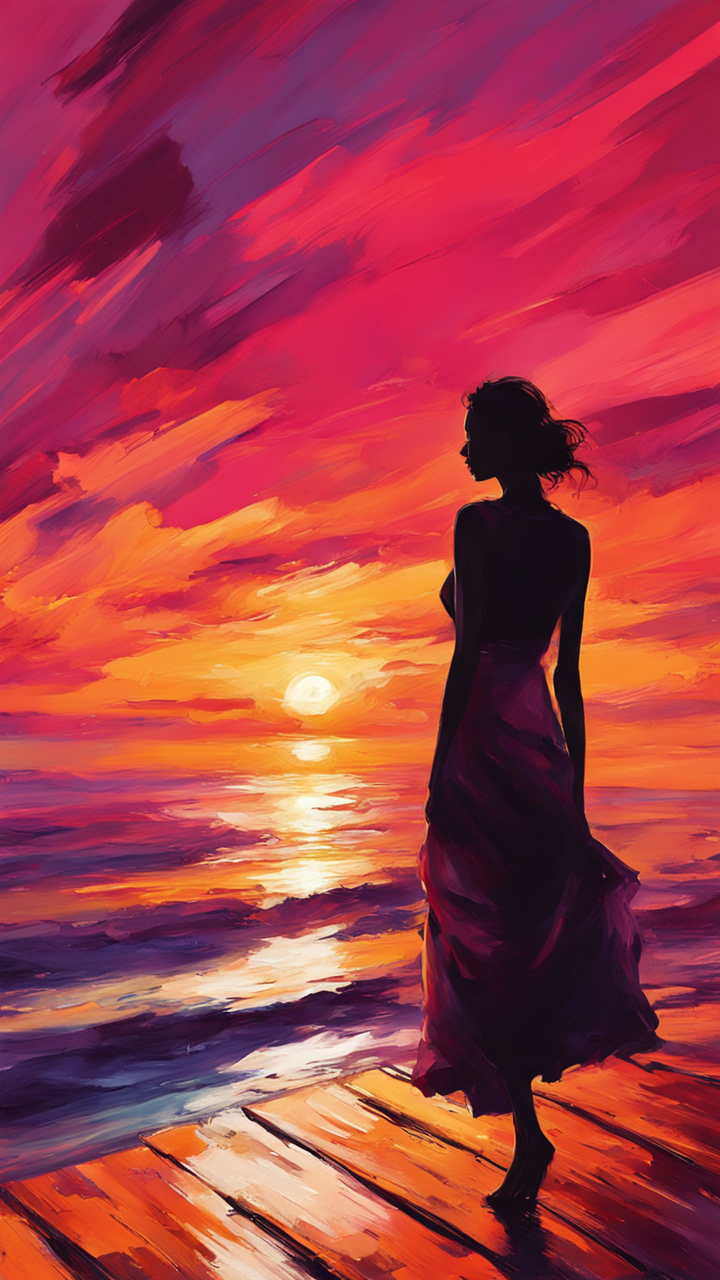 Woman sauntering along a pier by Bish - Playground