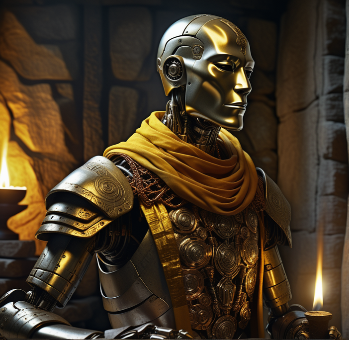 Warforged monk portrait by pedro valentino - Playground