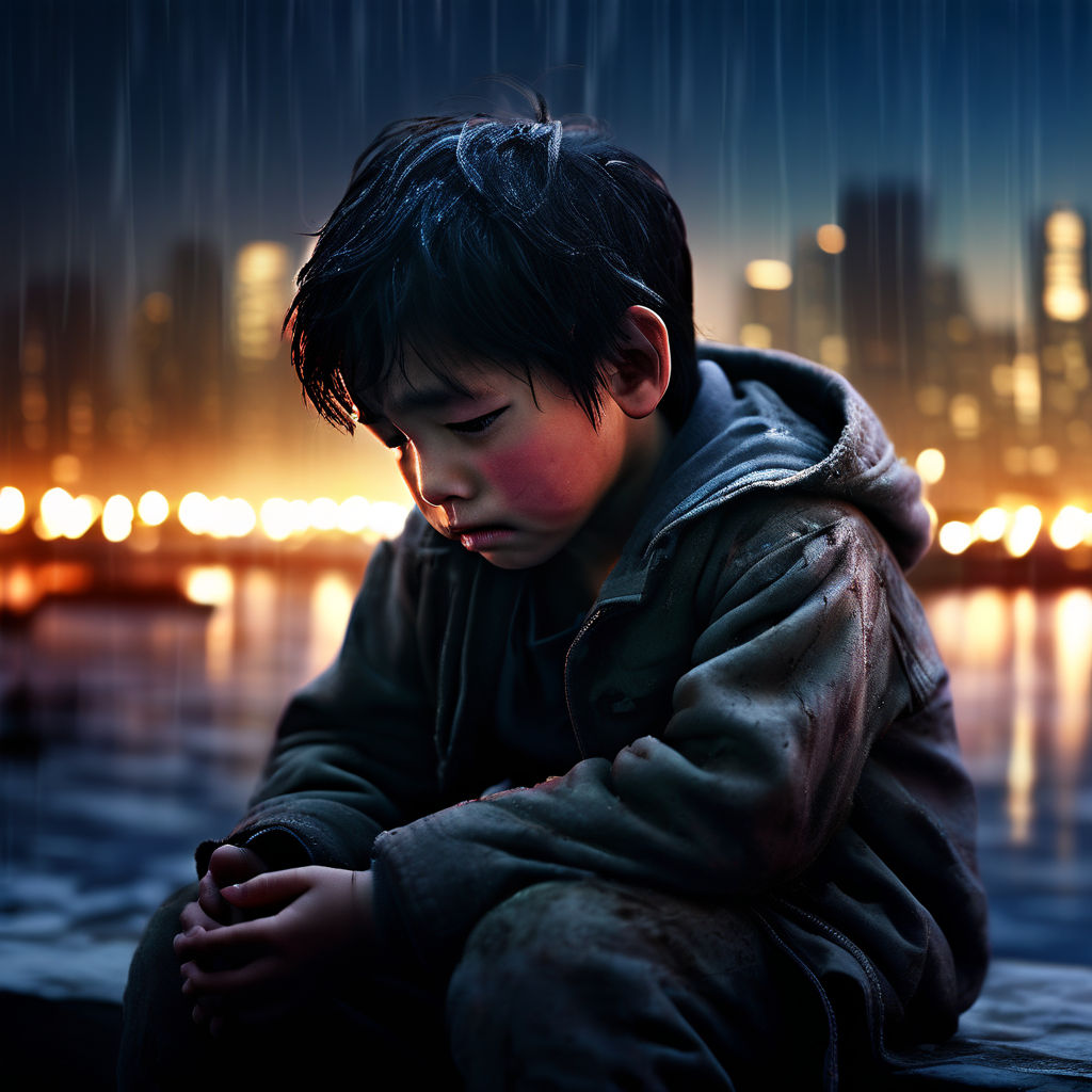 A heartwrenching scene of a distraught young boy in Asia by 賴嘉偉 ...