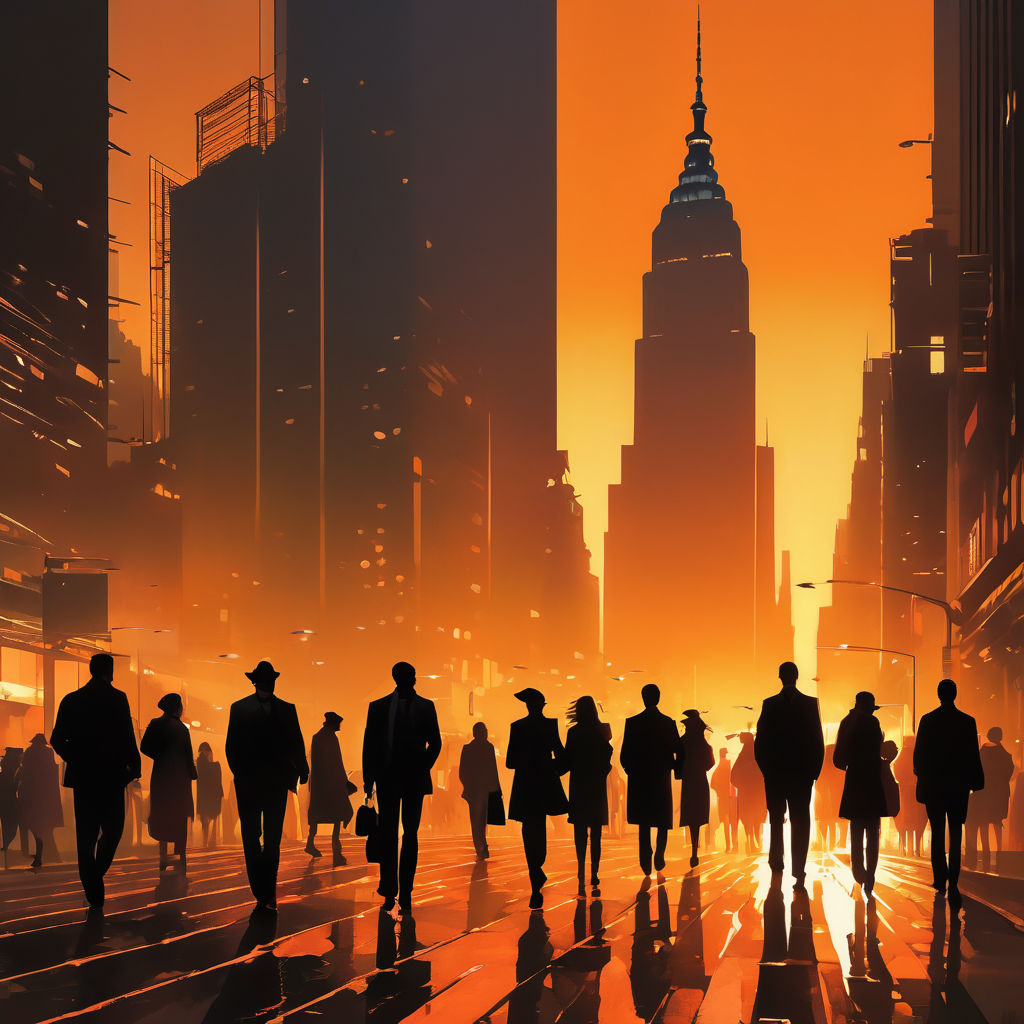 High-resolution image of a bustling city street scene captur... by ...