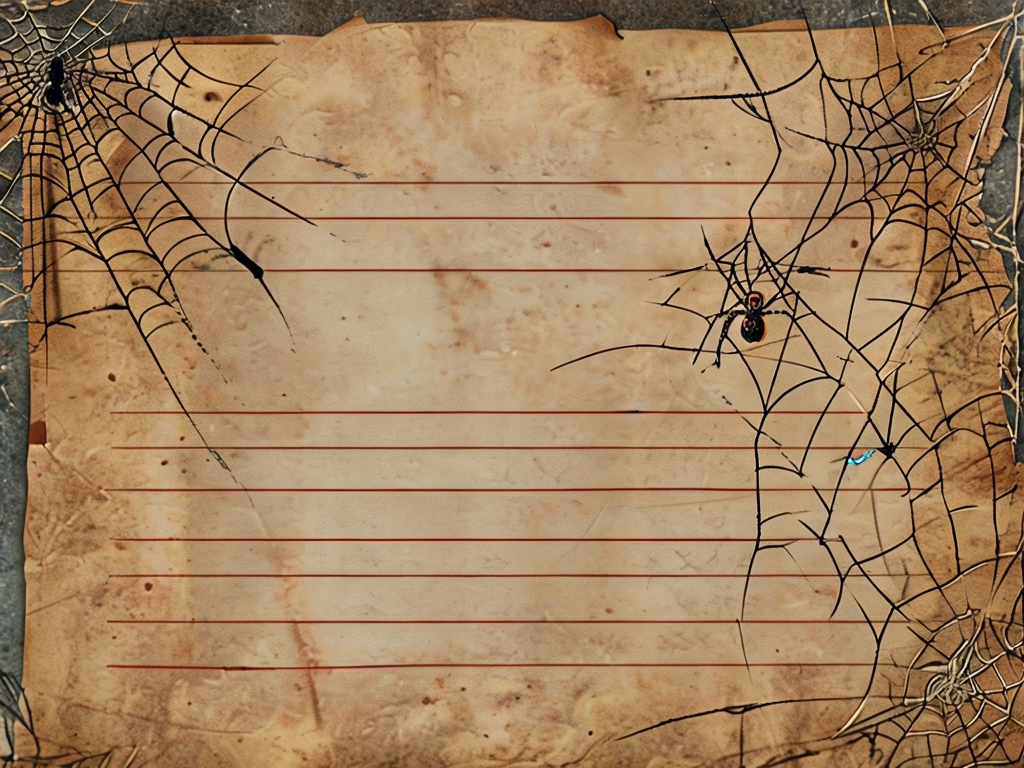 Ancient page of note paper with a spider web in one corner by David ...