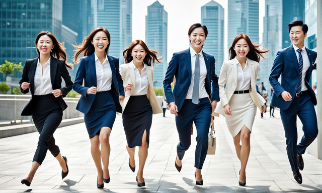 Korean office workers in formal attire by AN DA - Playground