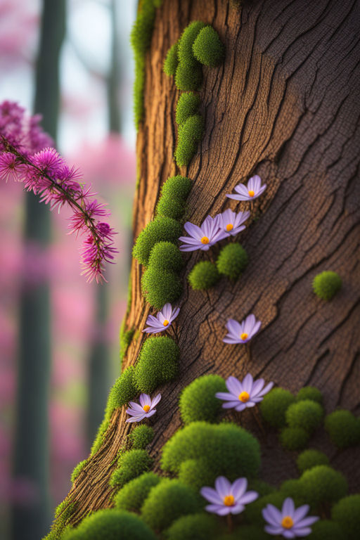 A tree trunk in a forest. Wild and colorful by Athina Dimitriadou ...