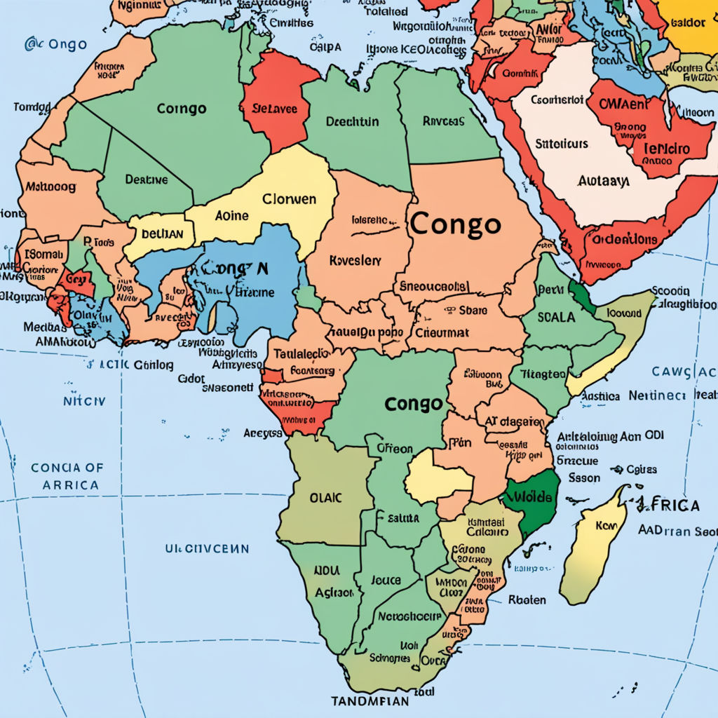 A map showing a country called Congo in the center of Africa... by ...