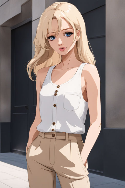 Female person with blonde hair in a place that allows her pr... by Old ...