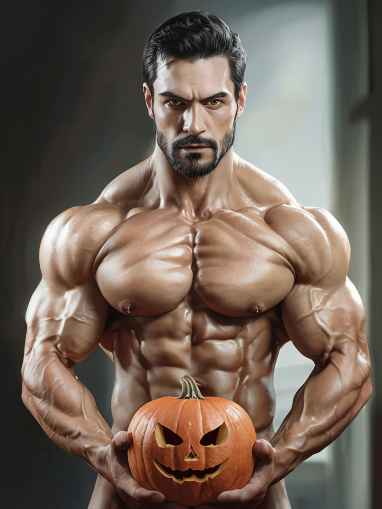 A highly realistic digital illustration depicts a muscular m... by ...