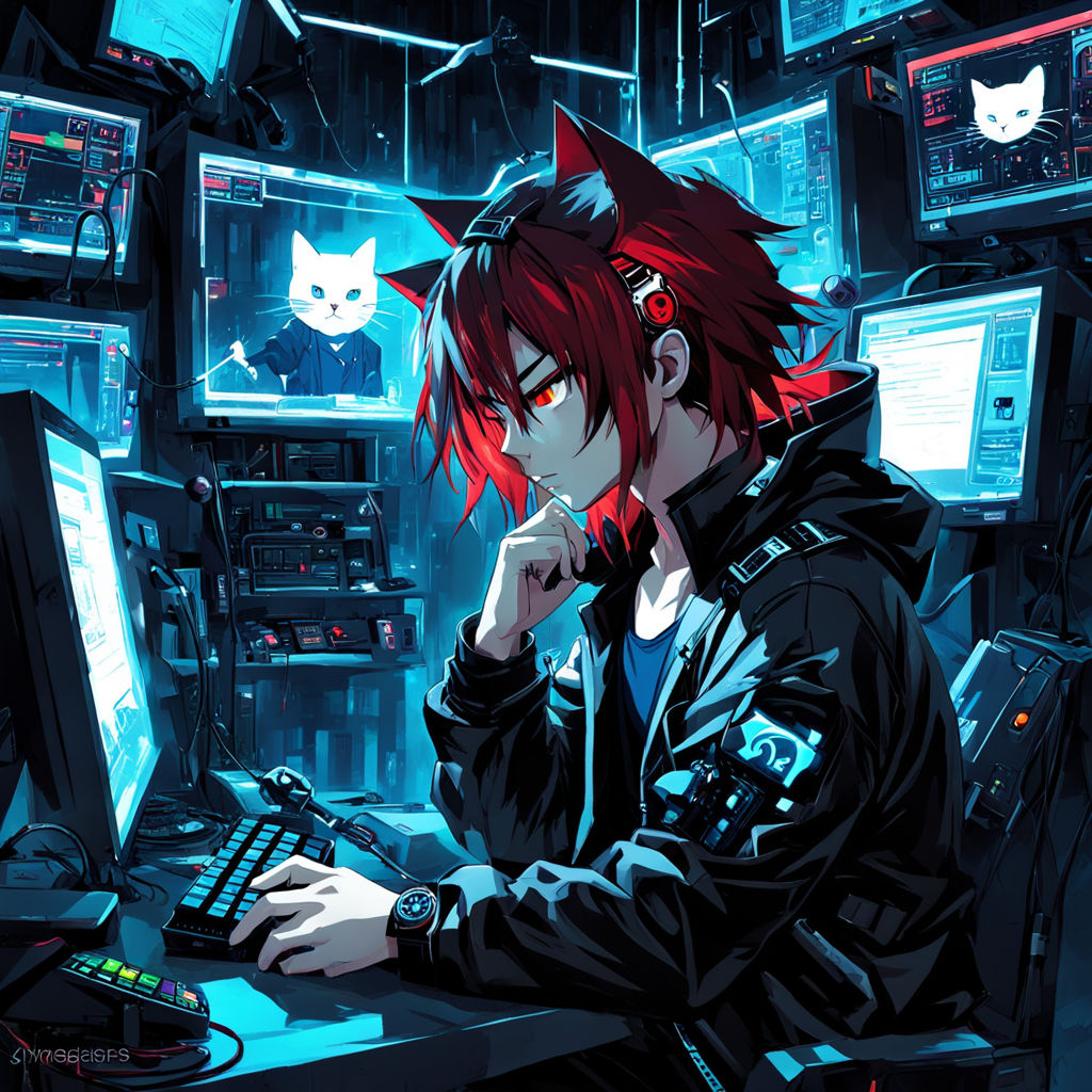 Anime-style portrayal of a cat man by Дон Макарон - Playground