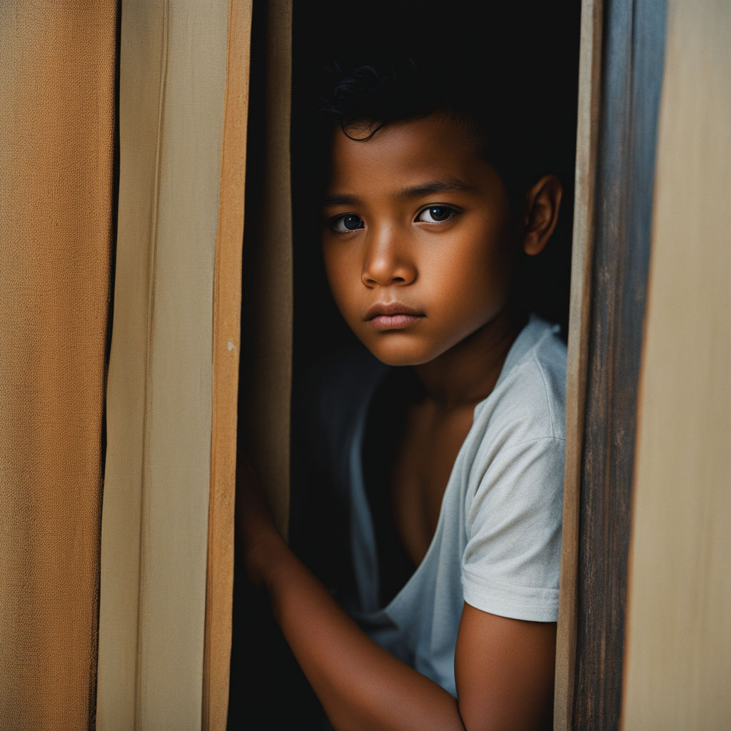Samoan boy gazes through window by Serif - Playground