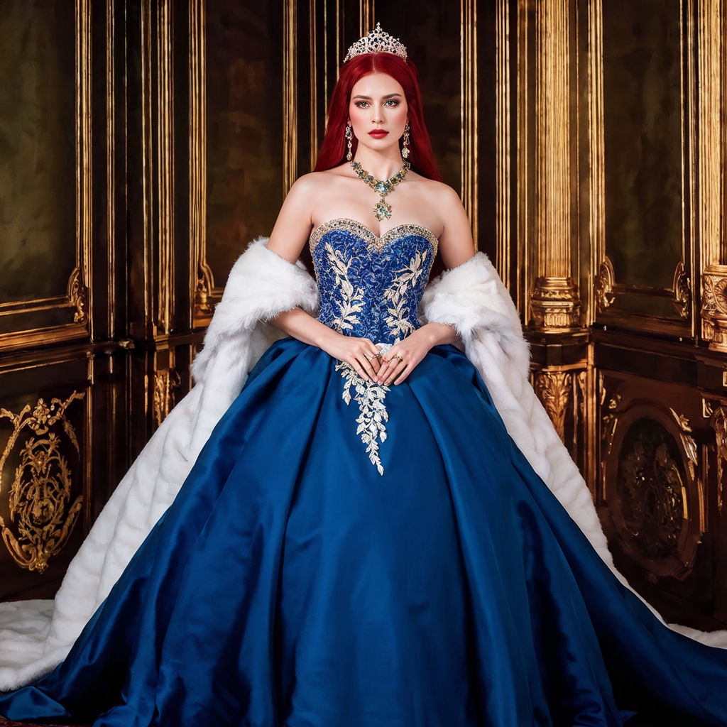 Create an illustration of a regal empress in a historical fa... by Ana ...