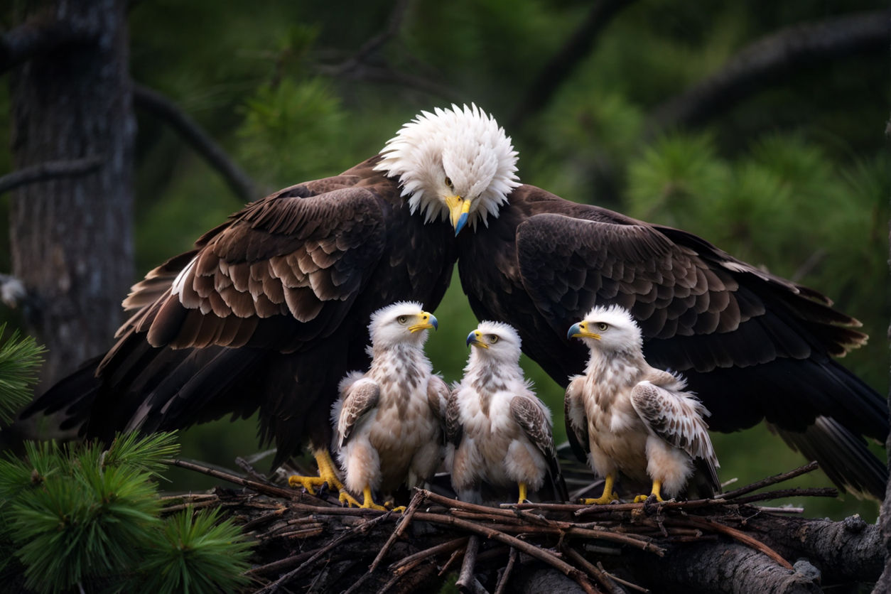A gathering of a white-headed eagle family by JL - Playground