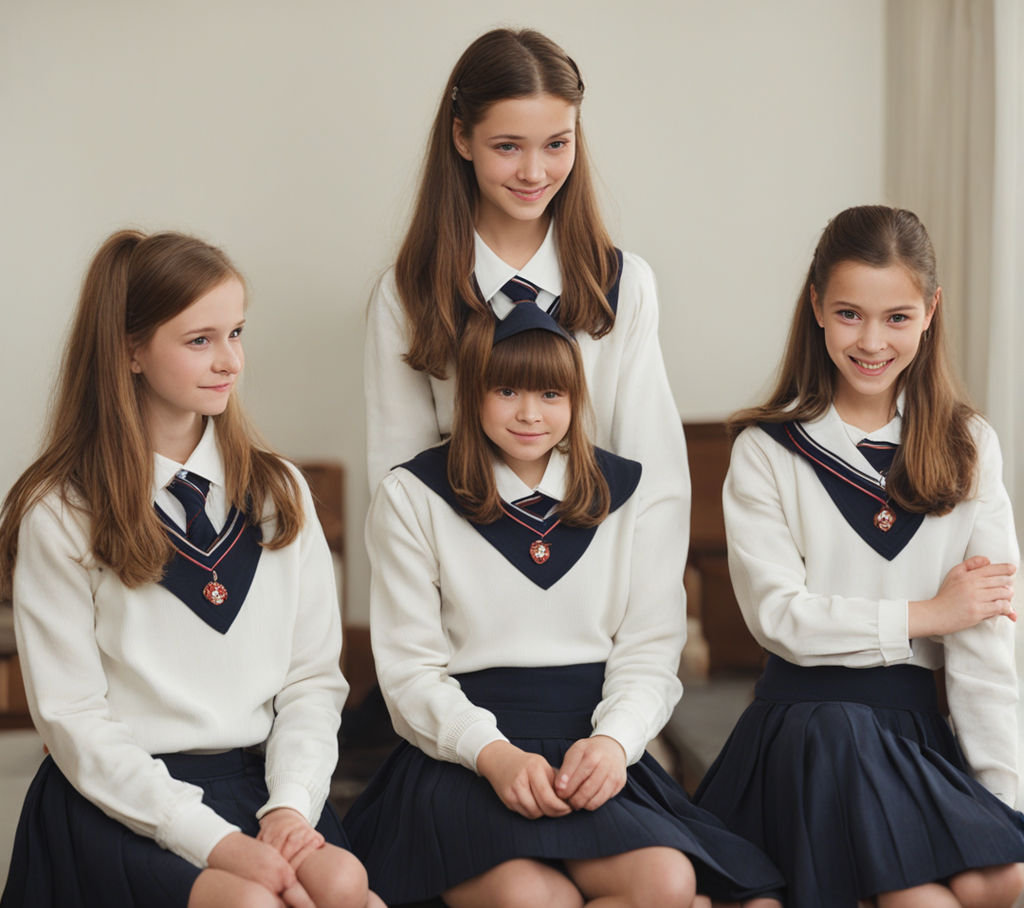 20 teenage girls sitting there in school uniforms uniform sw... by ...