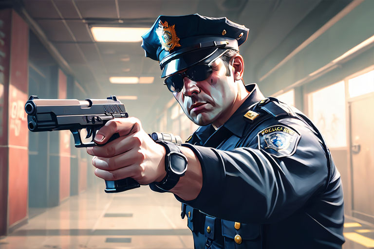 Police officer point a gun by Dustfinger Illustrator - Playground
