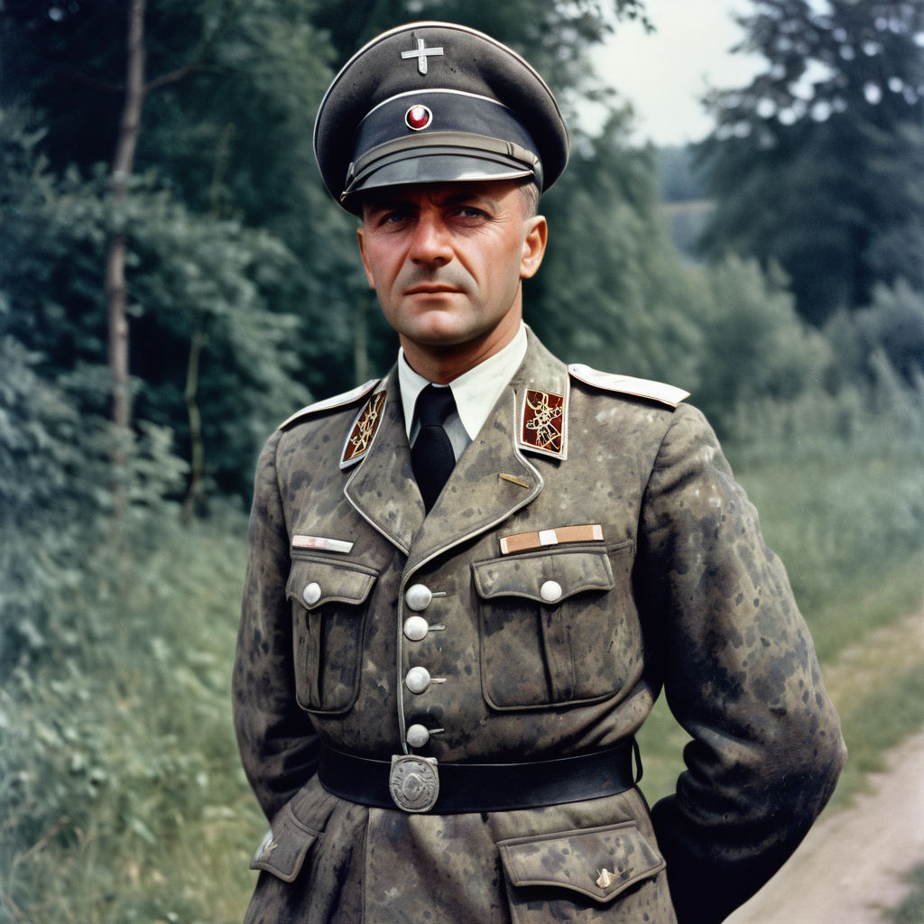 A Beautiful Old Color Photograph Of A German Wehrmacht Offic By