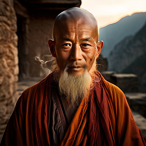 Aged Chinese monk by Dev Raj Upadhayay - Playground