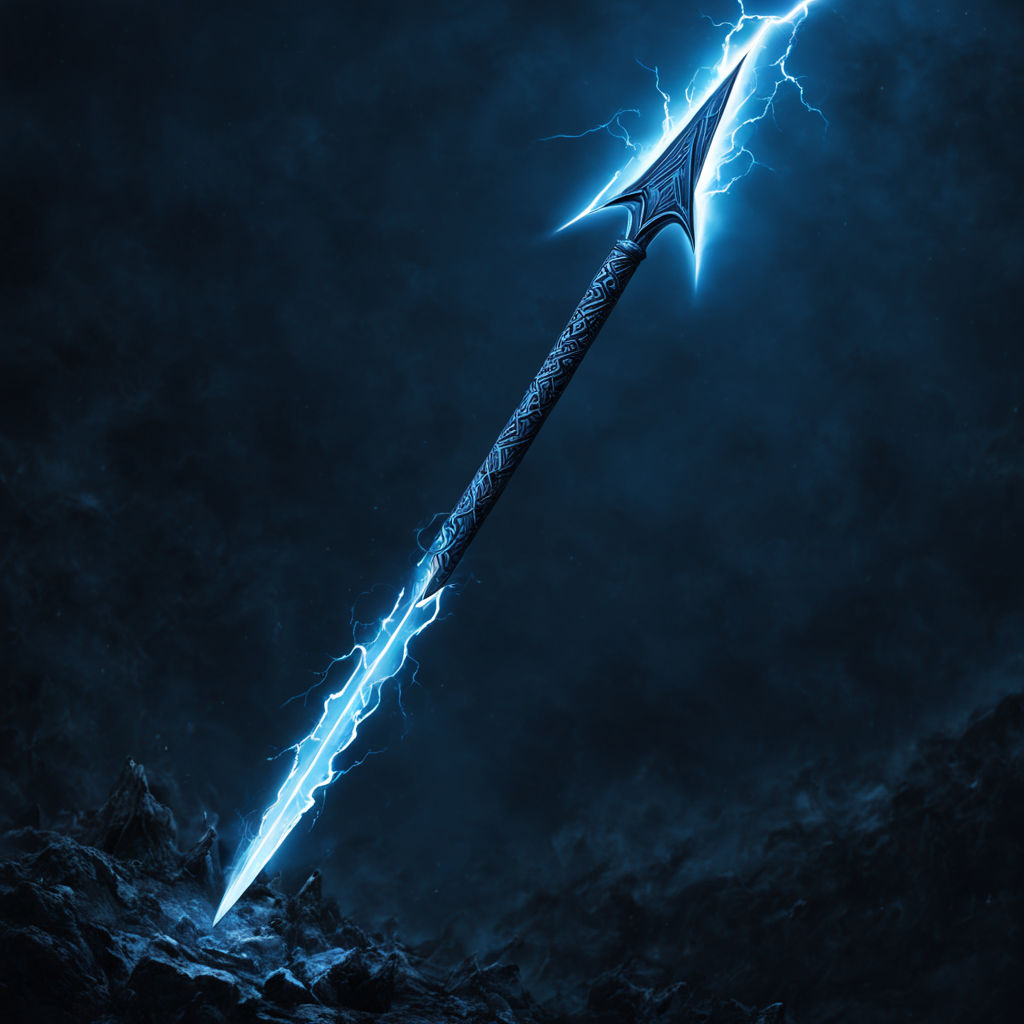 A spear engraved with nordic runes. Blue lightning coming of... by ...