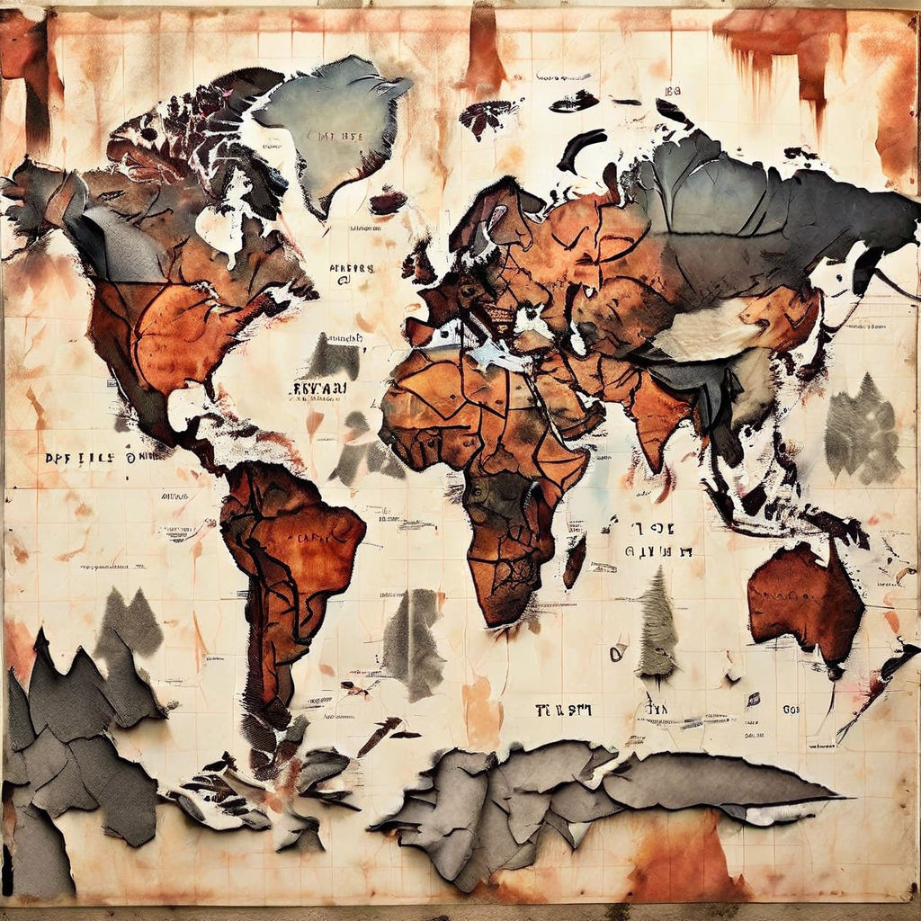 Map illustration depicting a shattered continent with chunks... by ...