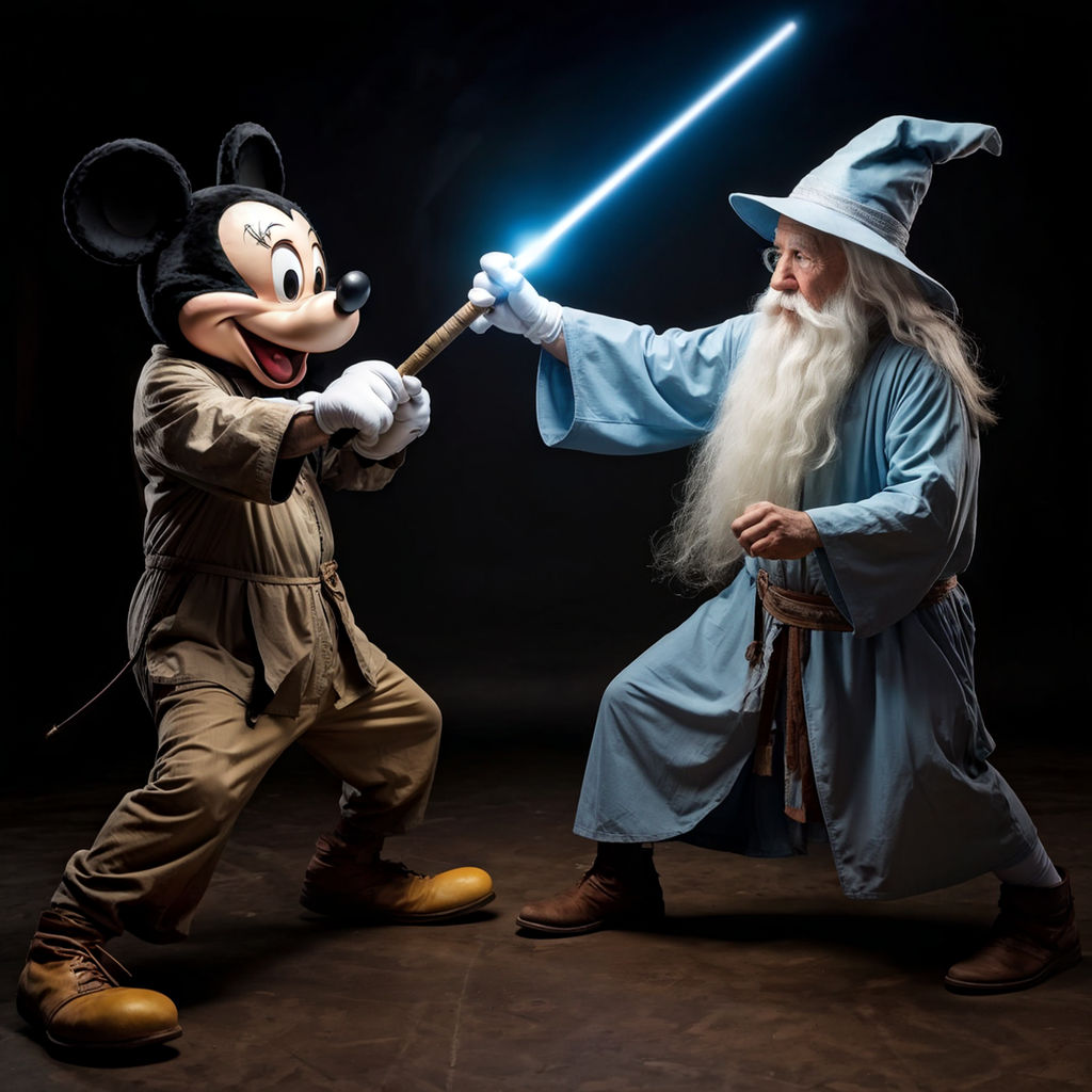 Mickey Mouse punching Gandalf by Olivier Bérubé - Playground