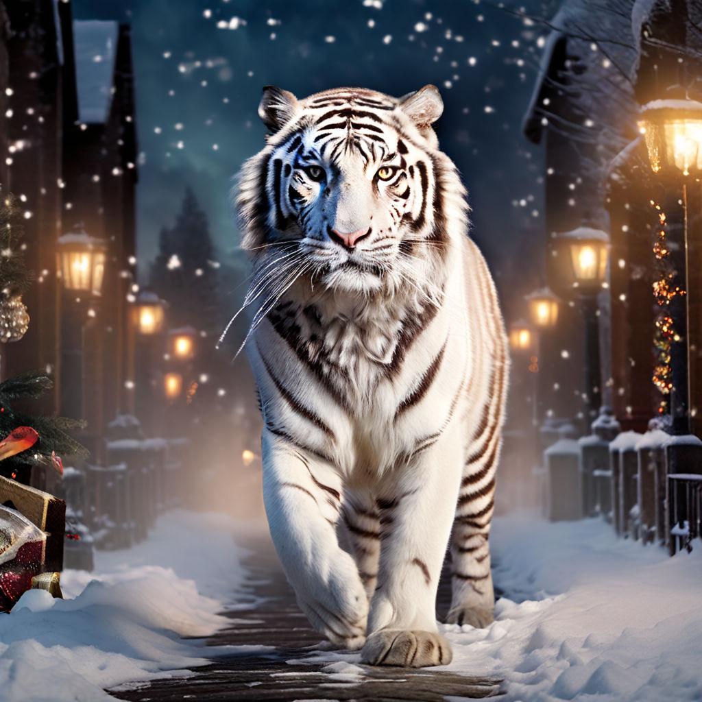 A striking white tiger by 傅鑫雯 - Playground