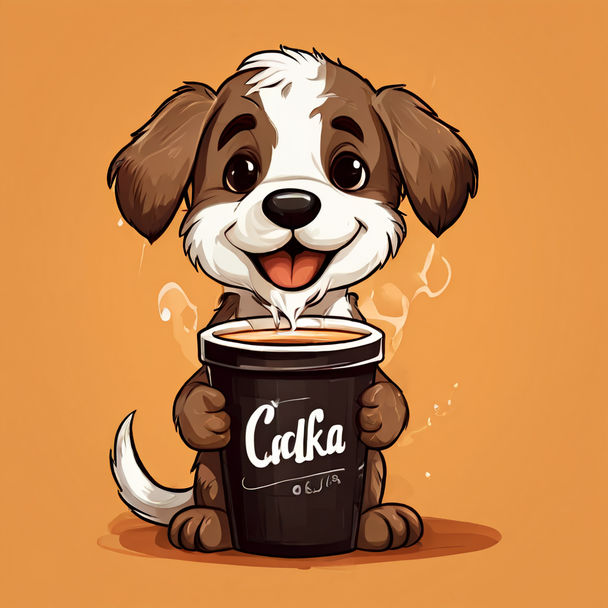 Hand-drawn cartoon dog with chaka coffee cute mascot by Владимир ...