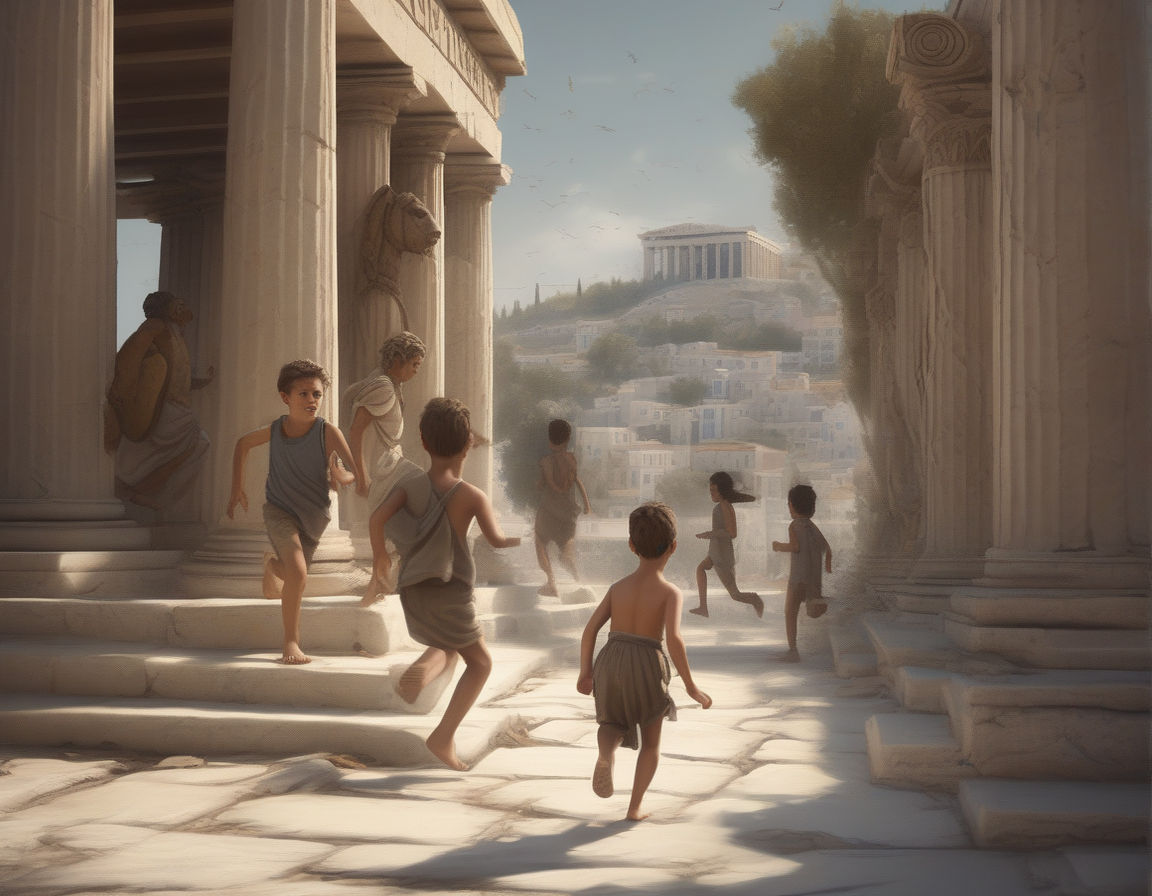 Old ancient greek watching ancient greece kids running in ol... by João ...
