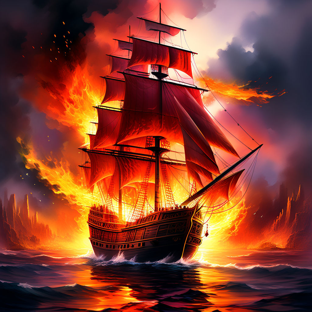 Flaming Fiery Spirit Ship by Witchlight - Playground