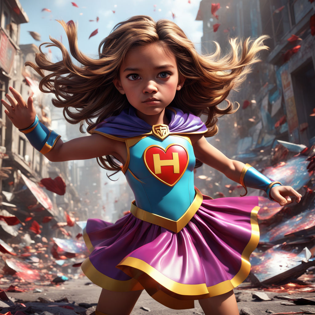 Unreal engine digital render of a 5-year-old superheroine gi... by Siva ...