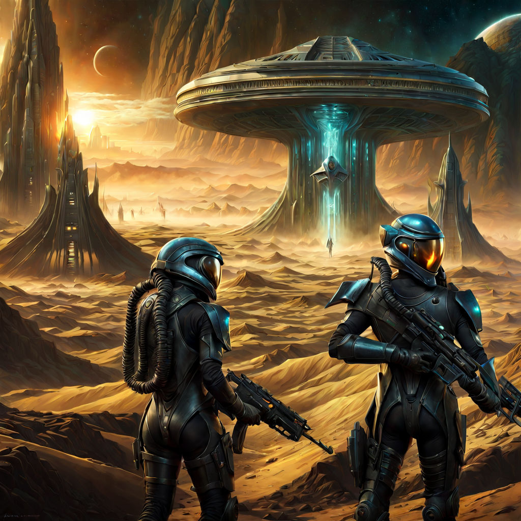 Alien expedition captured in a matte painting style movie po... by Kim ...