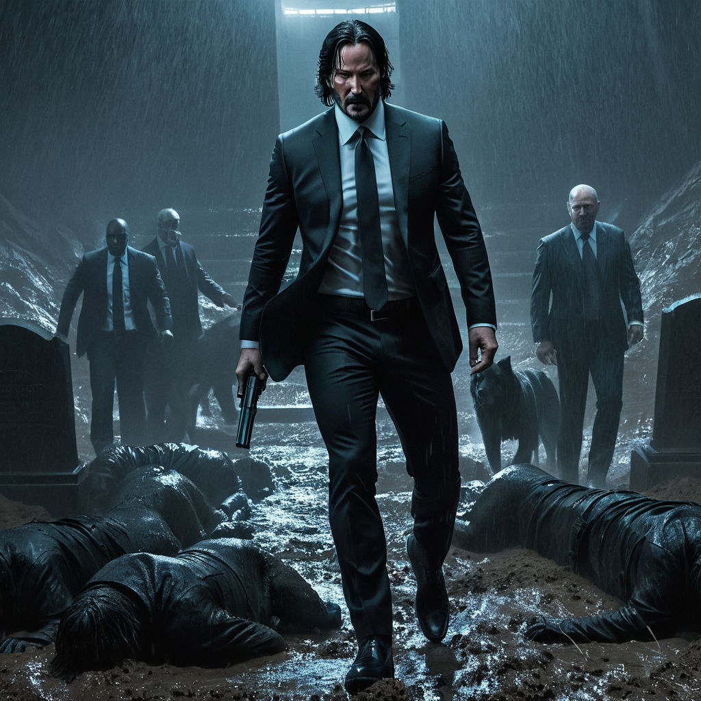 A gritty concept art depicting John Wick clawing his way out... by ...