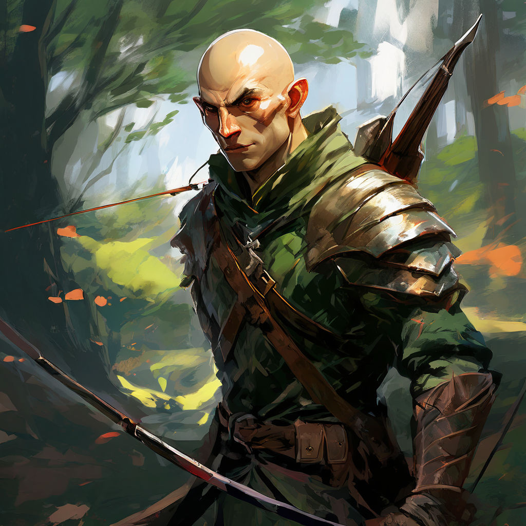 Elf ranger ugly with scars. Bald male elven ranger. Skinny a... by Facu ...