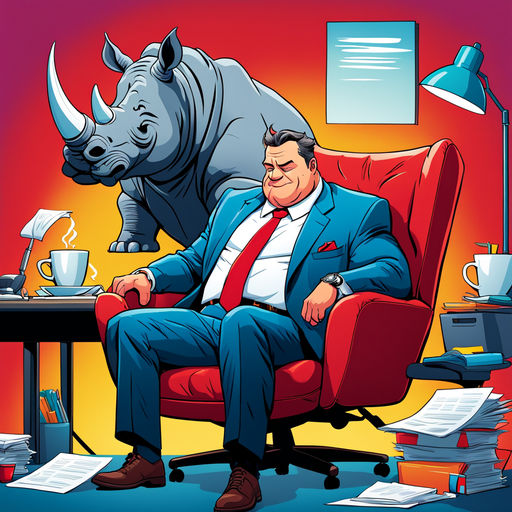 Cartoon-style illustration of an executive slumped in a chai... by rino ...