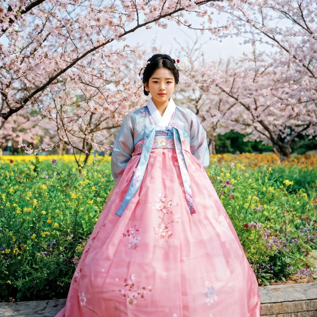 A Korean teenager aged 17 adorned in traditional Hanbok by hojin kim - Playground