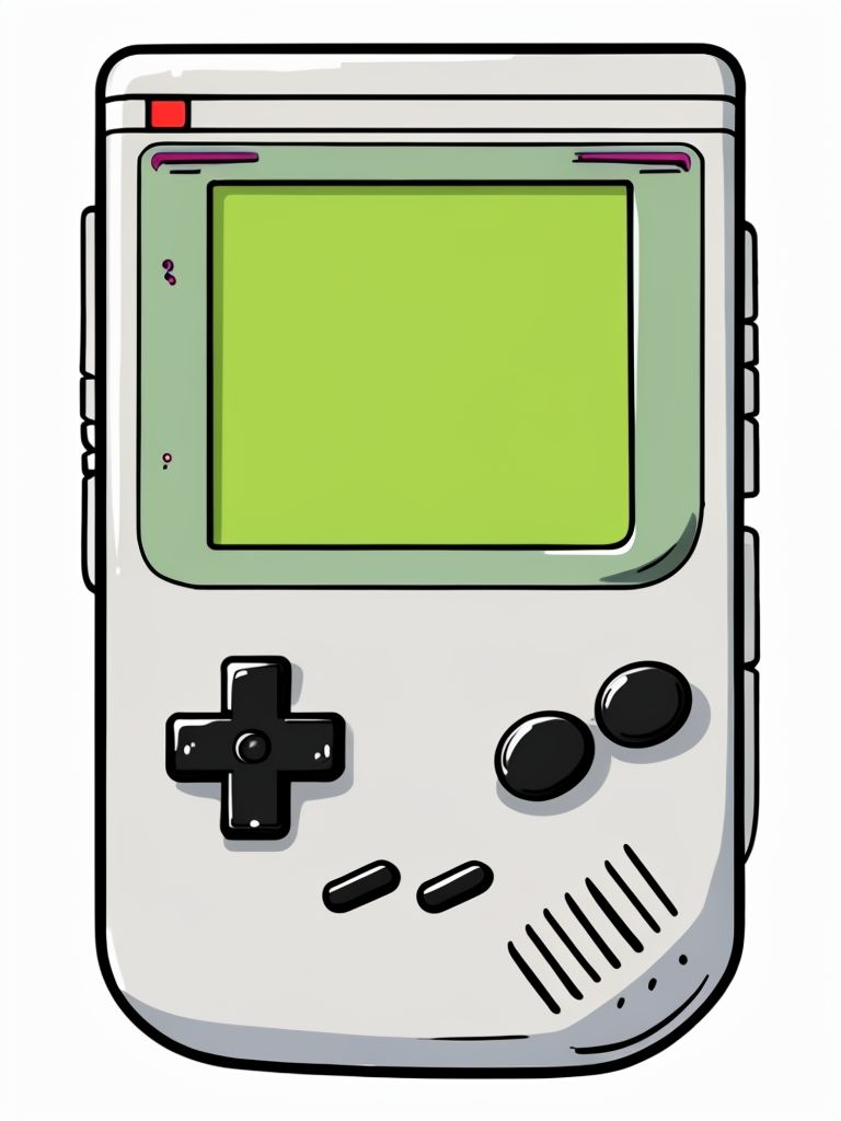 Digital Illustration Of Classic Gray Handheld Game Console Front ...