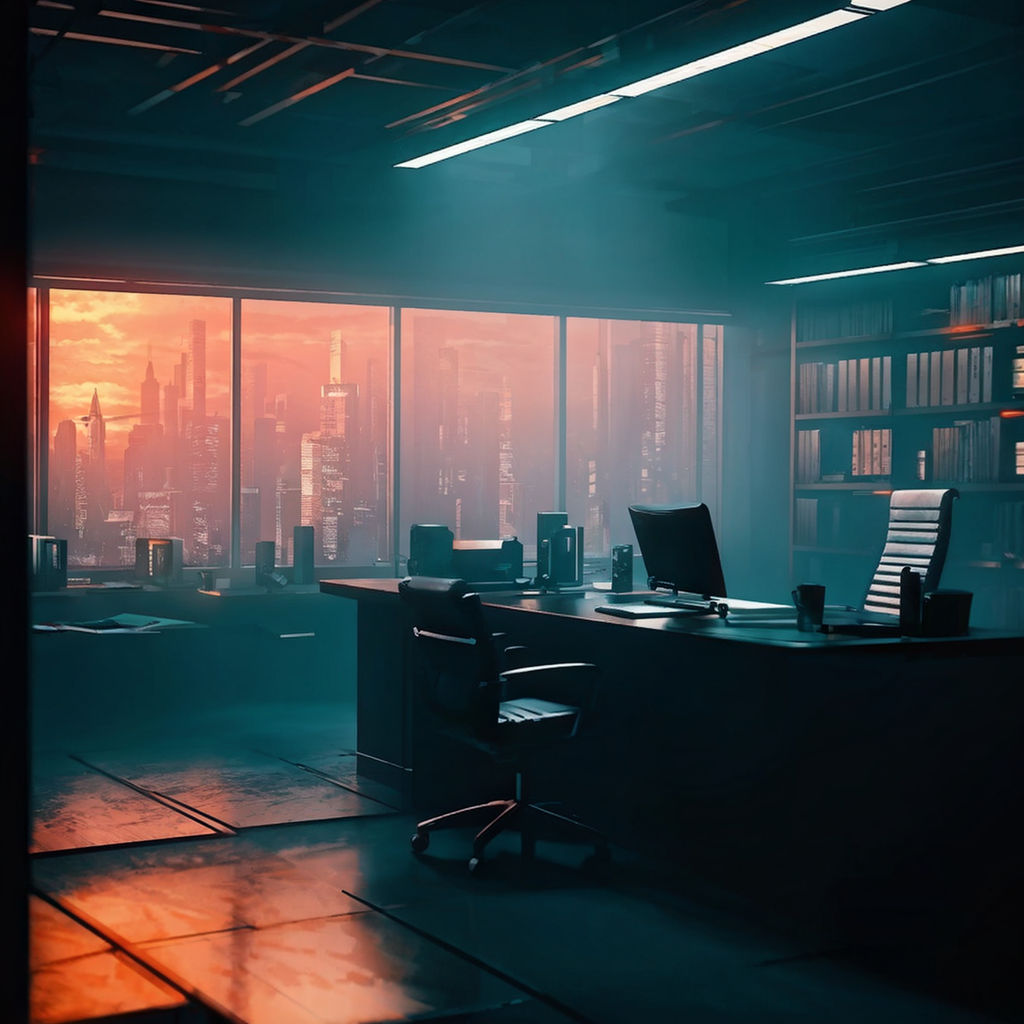 Cyberpunk-inspired principal's office by JB - Playground