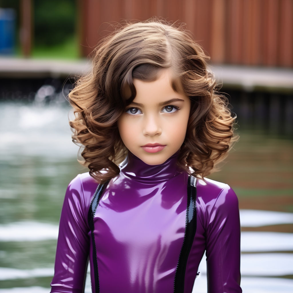 Naugty child Girl in purple Latex wetsuit by Reinhold Hanke - Playground