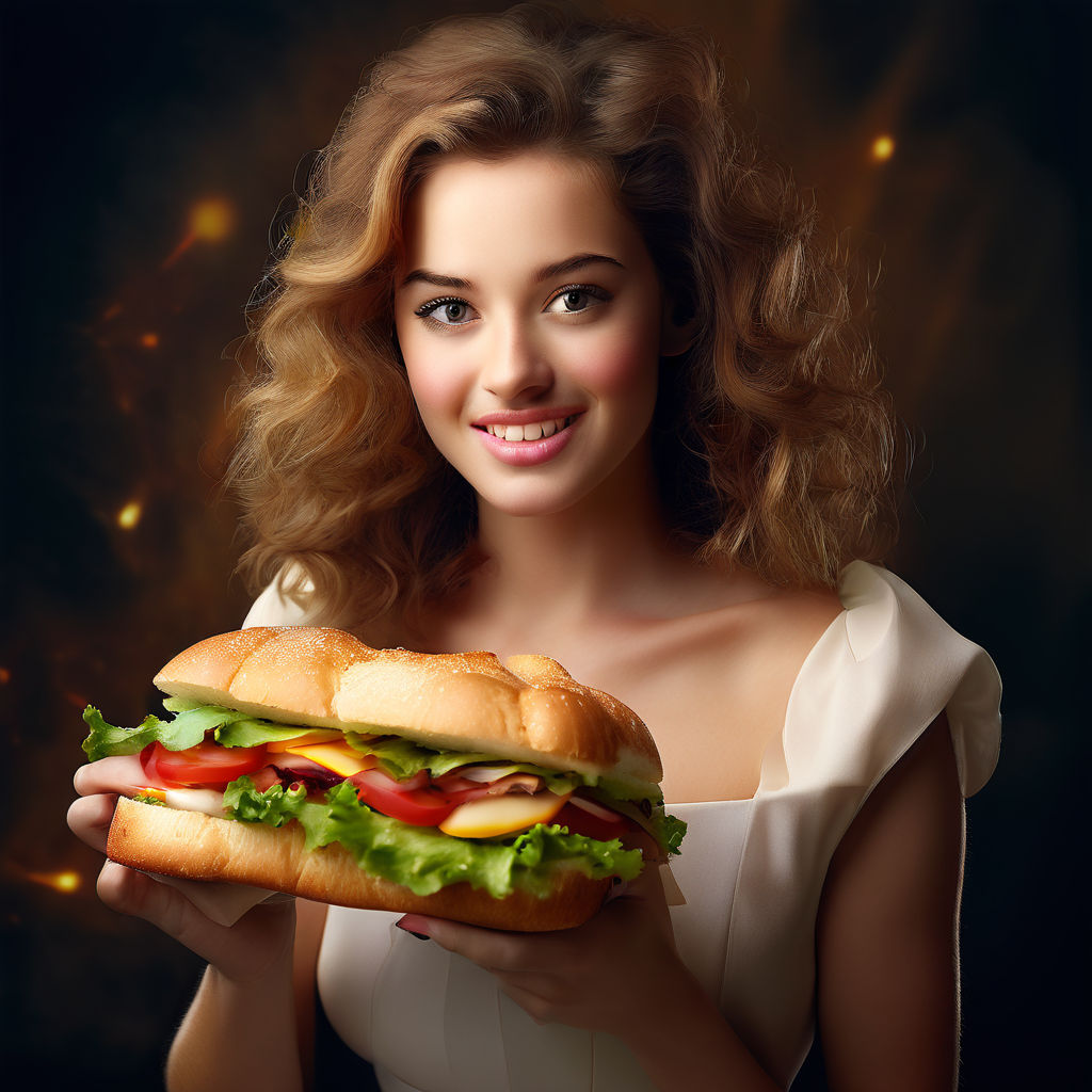 Beautiful girl coming out of a sandwich by franco - Playground