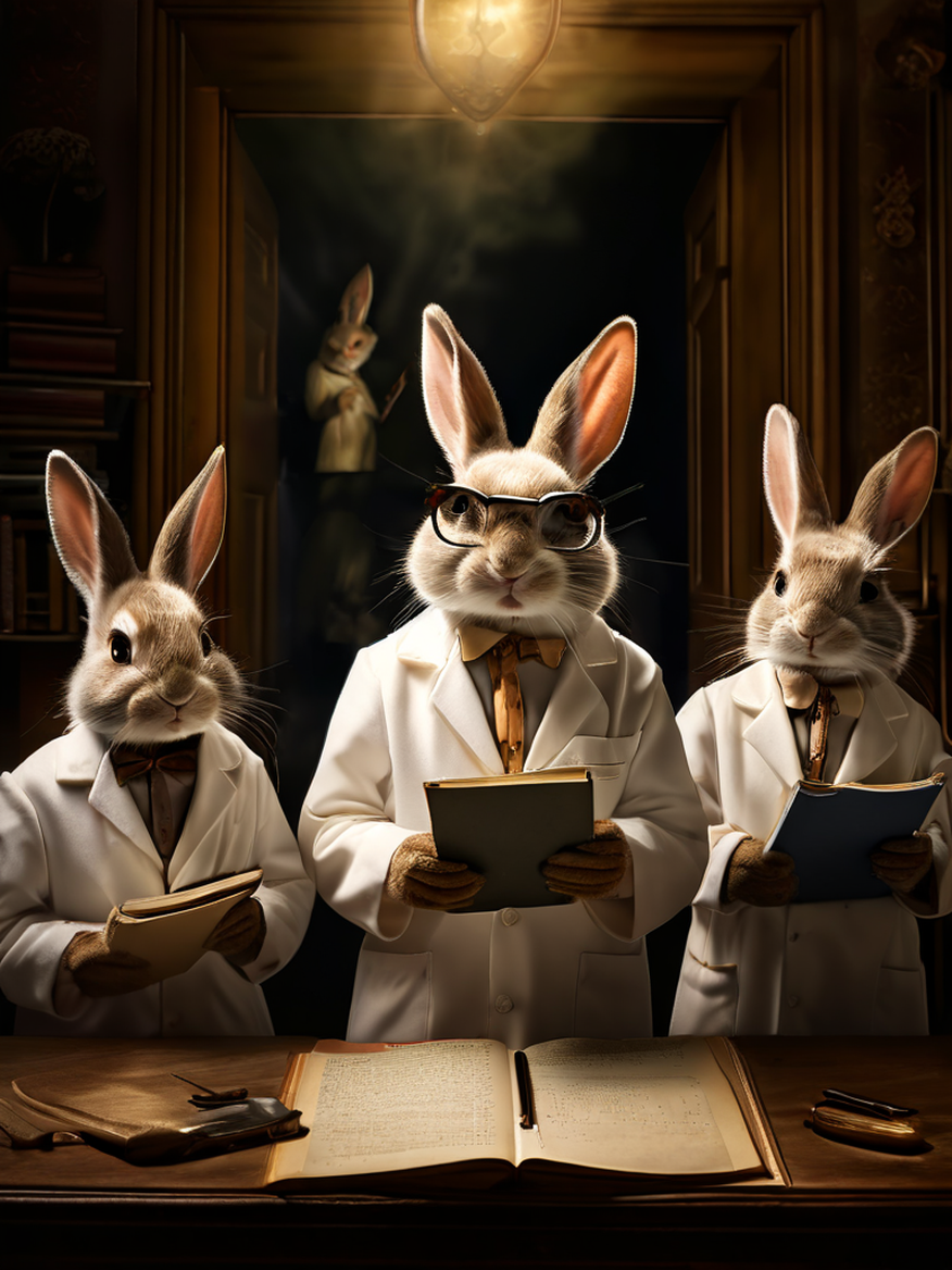 A door opens half way to reveal a room full of curious rabbi... by ...