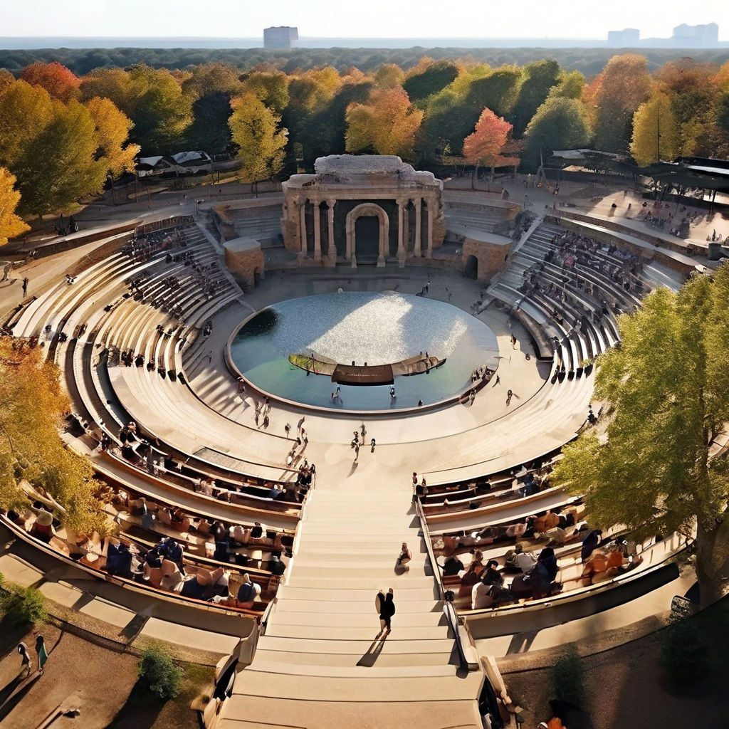 Show me a diagram of the types of uses of an amphitheater by Akim ...