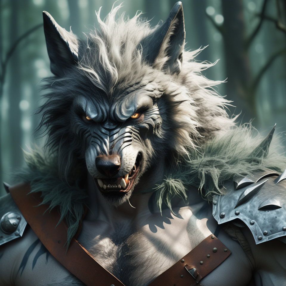 Illustration of a male werewolf barbarian standing tall in a... by ...