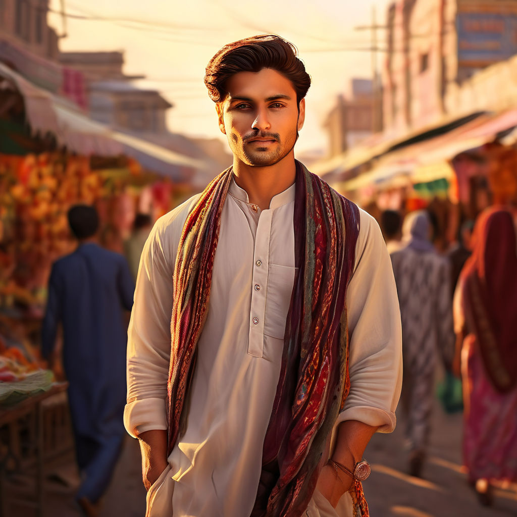 Young man in traditional Pakistani Punjabi shalwar kameez by ch Touseef - Playground