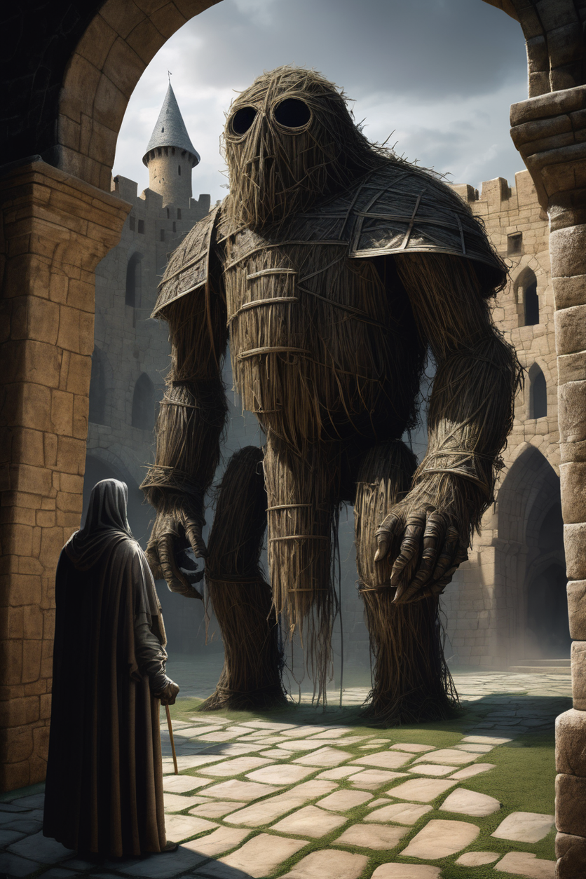 Epic fantasy illustration of a straw golem by MFL - Playground