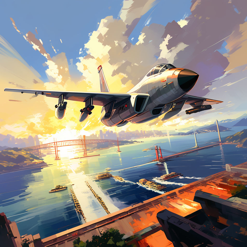 Anime Fighter Jet Dropping Bomb On Golden Gate Bridge From A By Shahmeer Navid Playground