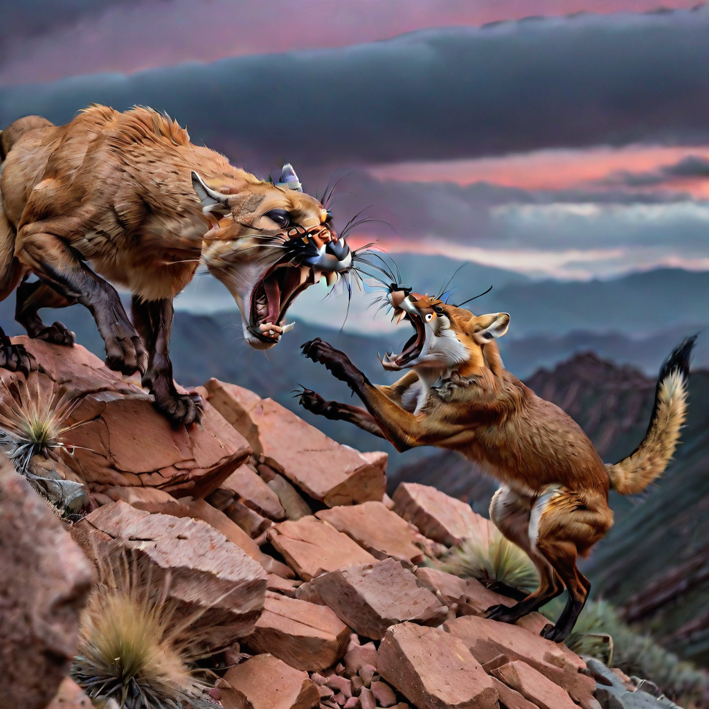 Puma engaged in a fierce battle with a rat-fox hybrid by SurrealHaunts ...