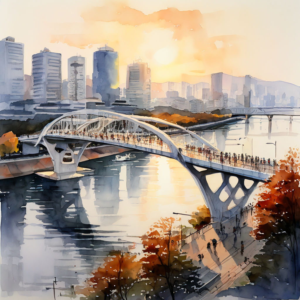 I draw the Han River pedestrian bridge between Olympic Boule... by 김상민 ...
