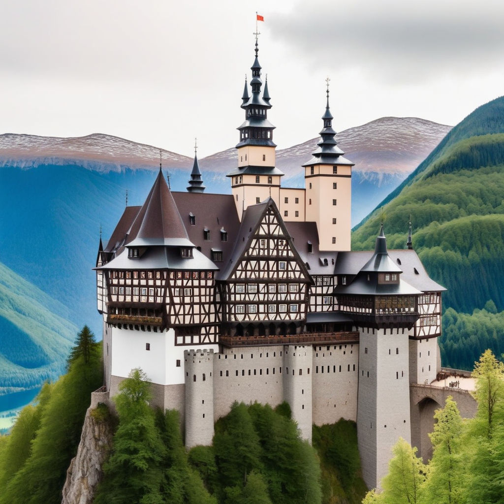 Symmetrical gigantic tall half-timbered castle by Daniel - Playground